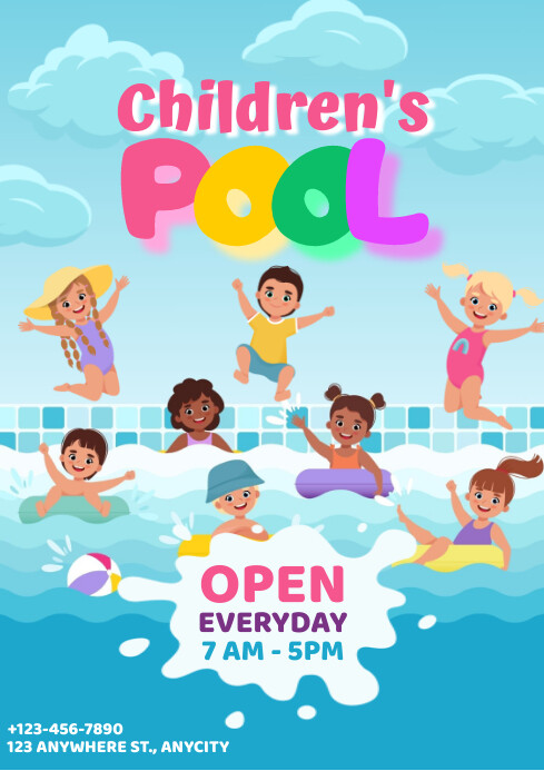 Joyful Children Pool A4 Template | PosterMyWall
