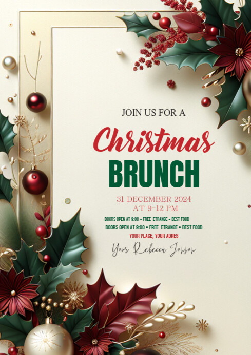 Joyful Christmas Brunch Flyer Template | PosterMyWall