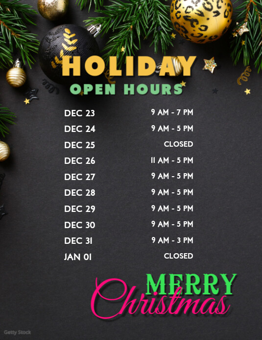 Copy of Joyful Christmas Business Hours Flyer (us Letter) | PosterMyWall