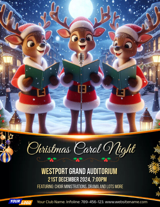 Joyful Christmas Carol Night Flyer Template | PosterMyWall