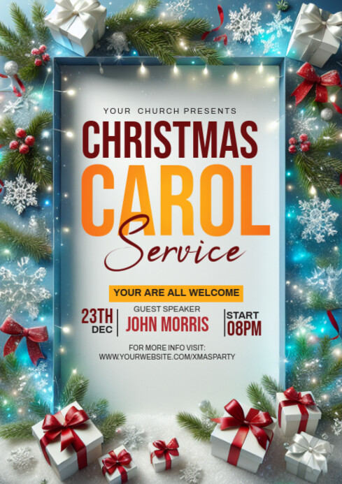 Joyful Christmas Carol Service A4 Template | PosterMyWall