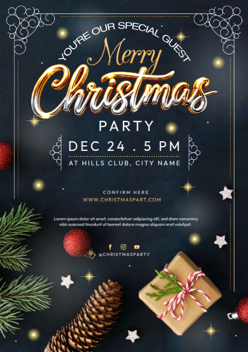 Joyful Christmas Celebration Party Invitation Template | PosterMyWall