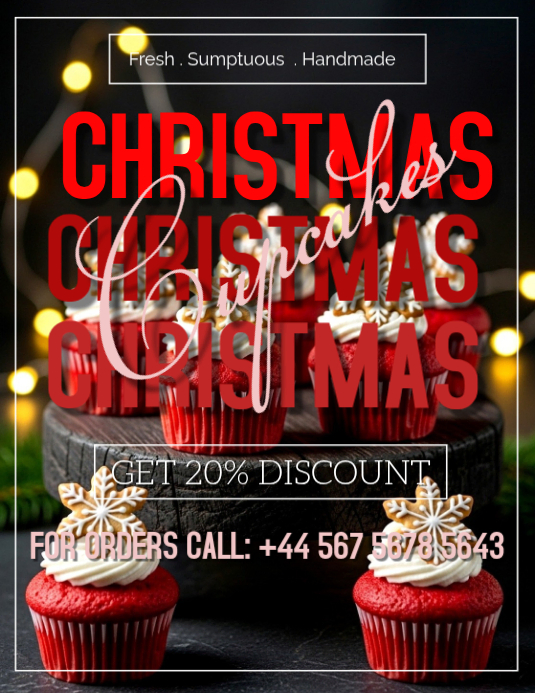 Joyful Christmas Cupcakes Flyer (us Letter) Template | PosterMyWall