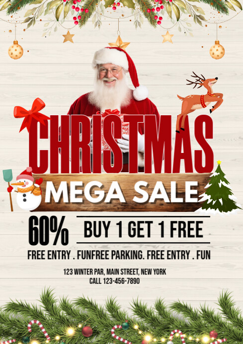 Joyful Christmas Flyer A4 Template | PosterMyWall