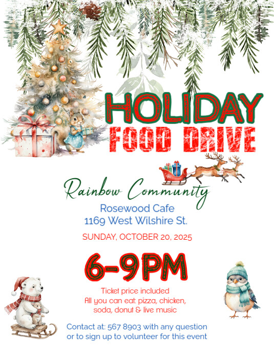 Joyful Christmas Holiday Community Food Drive Flyer (us Letter ...
