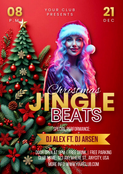 Copy of Joyful Christmas Jingle Beats Party Event Poster Flyer | PosterMyWall