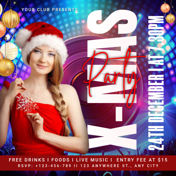 Joyful Christmas Music Party Invitation Ad Flyer Design Instagram Post ...