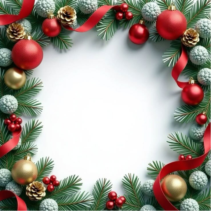 Joyful Christmas Ornaments Border Frame Instagram Post Template ...