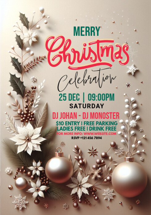 Joyful Christmas Party A4 Template | PosterMyWall
