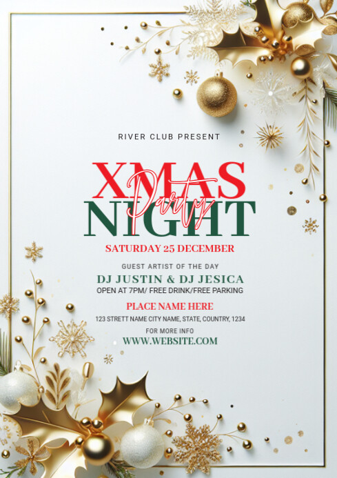 Joyful Christmas Party A4 Template | PosterMyWall