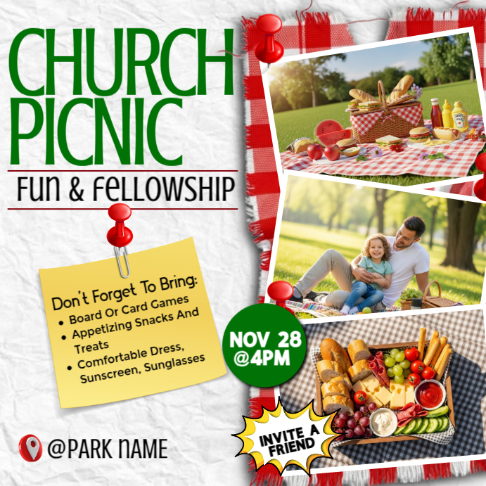 Joyful Church Picnic Fellowship Day Template | PosterMyWall