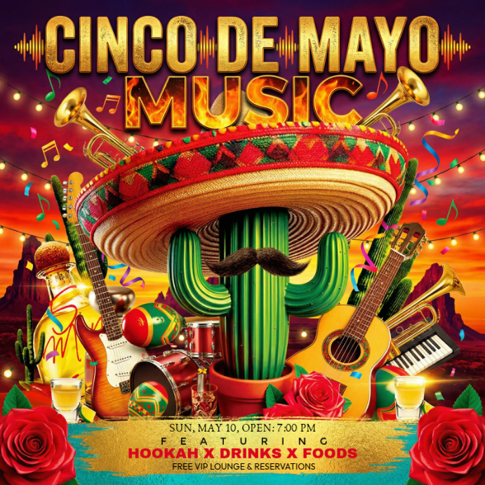 Joyful Cinco de Mayo Music Event Instagram Post Template | PosterMyWall