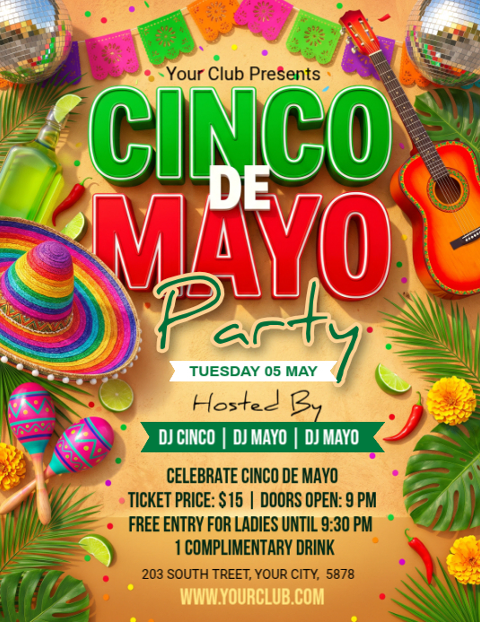 Plantilla de Joyful Cinco de Mayo Party Flyer | PosterMyWall