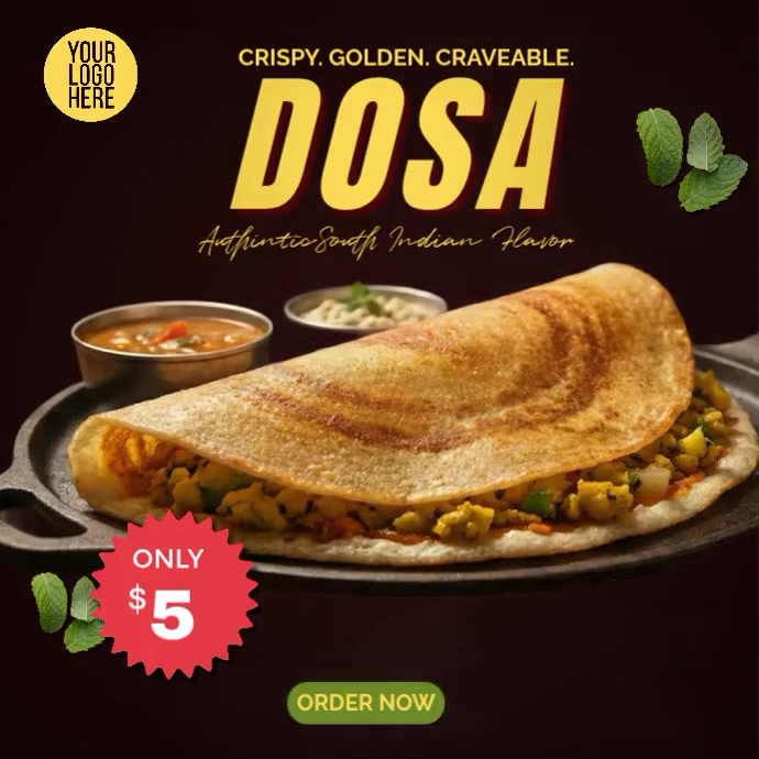 Joyful Cinematic Masala Dosa & South Indian Food Promo Instagram Post ...