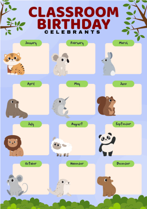 Joyful Classroom Birthday Poster A4 Template | PosterMyWall