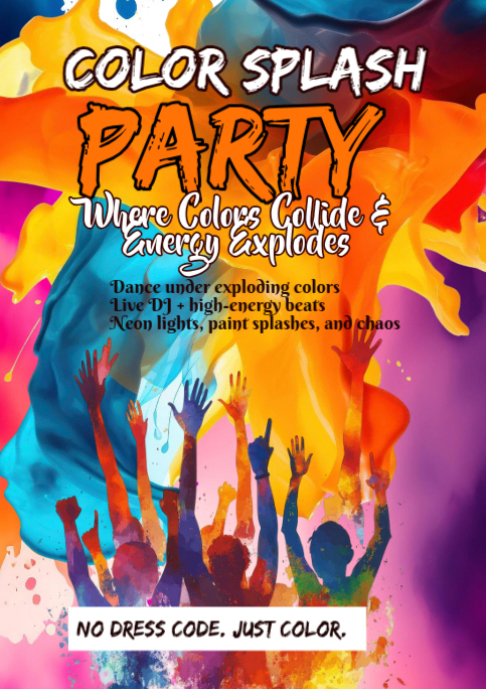 Joyful Color Splash Festival A2 Template | PosterMyWall