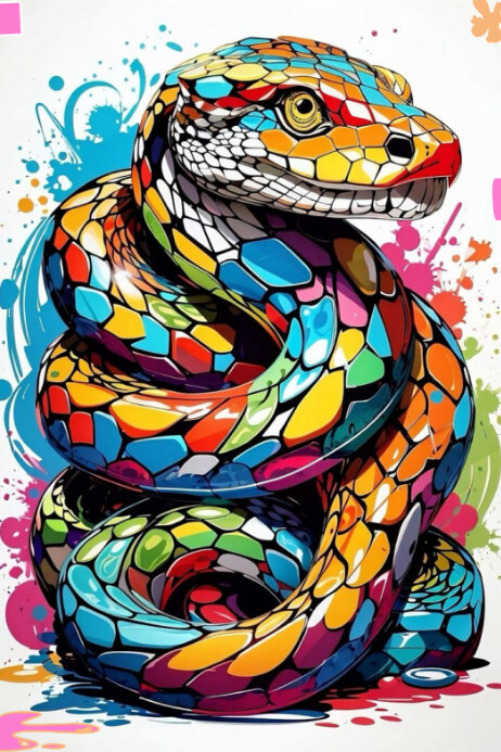 Joyful Colorful Snake Poster Templat | PosterMyWall