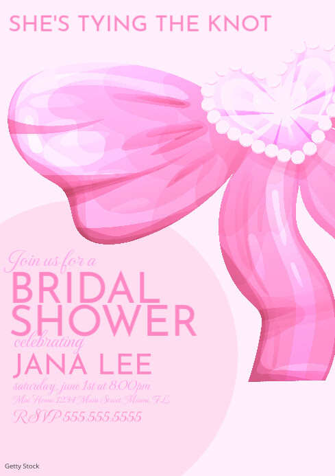 Copy of Joyful Coquette Bow Bridal Shower Invitations A4 | PosterMyWall