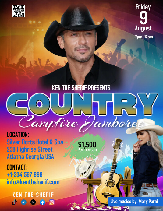 Joyful Country Music Artist Band Flyers Poste Template | PosterMyWall