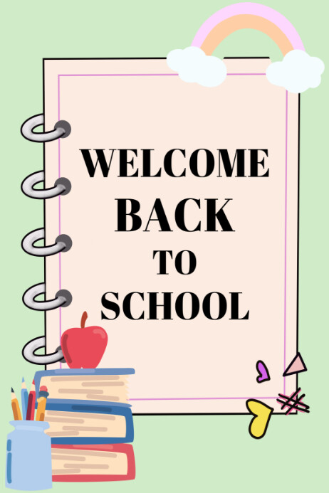 Joyful Cute Welcome Back To School Poster – Pastel Notebook Design With ...