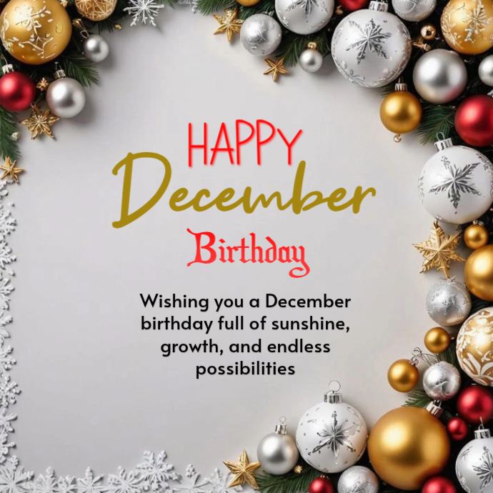 Joyful December Birthday Card Logo Template | PosterMyWall