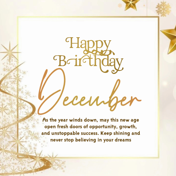 Joyful december birthday card logo Template | PosterMyWall