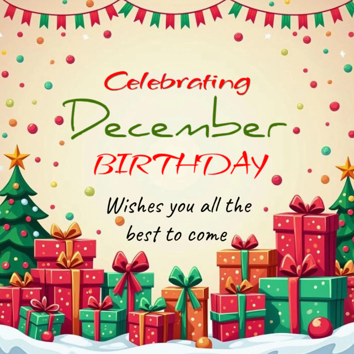 Joyful December Birthday Card Logo Template | PosterMyWall