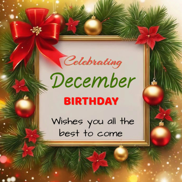 Joyful December Birthday Card Logo Template | PosterMyWall