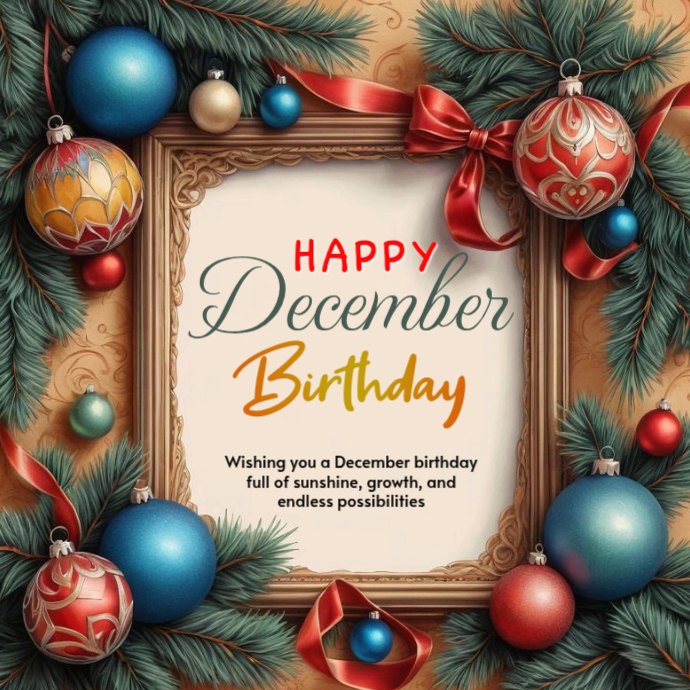 Joyful December Birthday Card Logo Template | PosterMyWall