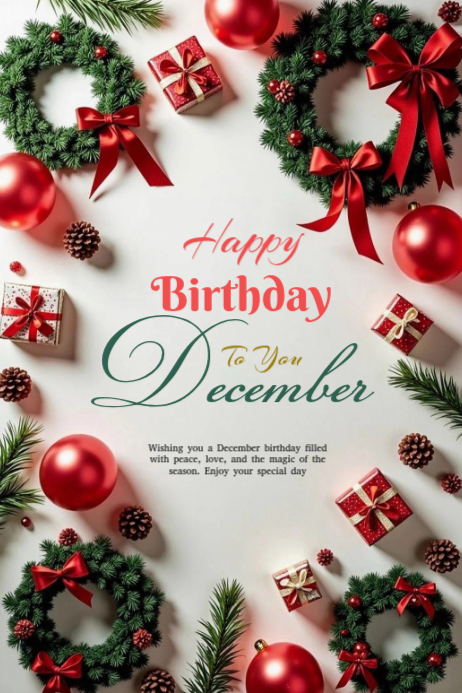 Joyful December Birthday Card Poster Template | PosterMyWall