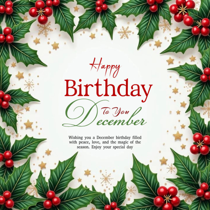 Joyful December Birthday Cards Logo Template | PosterMyWall