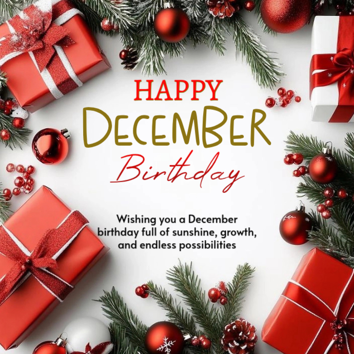 Joyful December Birthday Cards Logo Template | PosterMyWall