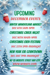 Joyful December Events Calendar Pinterest Graphic Template | PosterMyWall