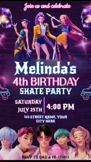 Joyful Demon Hunter Birthday Digital Display (9:16) Template | PosterMyWall