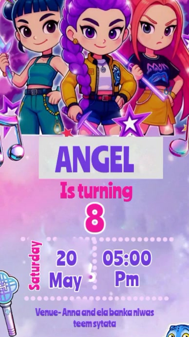 Joyful Demon Slayer Birthday Invitation Digital Display (9:16) Template ...