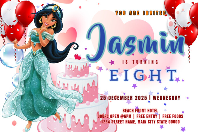 Joyful Disney Princess Birthday Poster Template | PosterMyWall