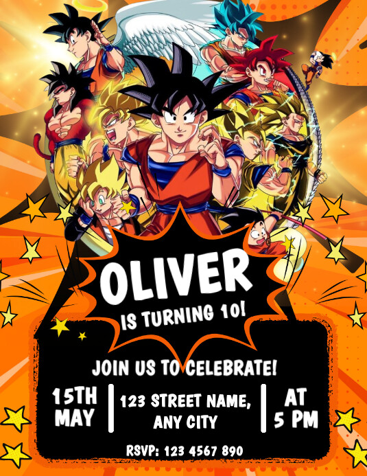 Joyful Dragon Ball Goku Birthday Invitation Flyer (us Letter) Template ...