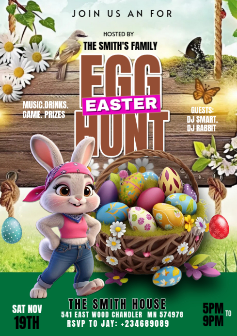 Joyful Easter Egg Hunt celebration A3 Template | PosterMyWall