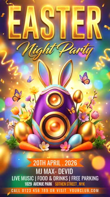 Joyful Easter Night Party Instagram Story Template | PosterMyWall