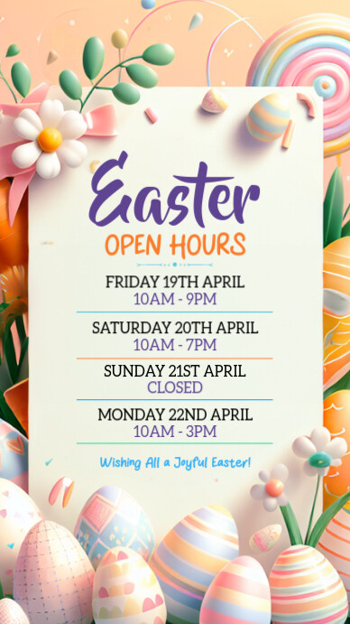 Copy of Joyful Easter Open Hours Instagram Story | PosterMyWall