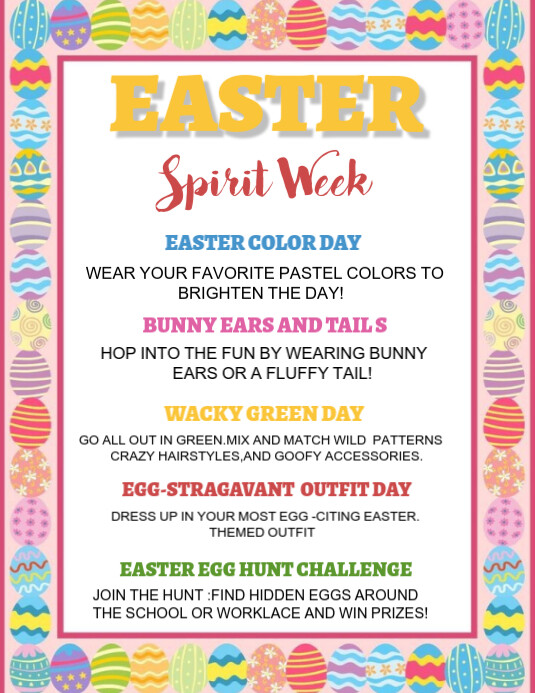 Copy of Joyful Easter Spirit Week Flyer (us Letter) | PosterMyWall
