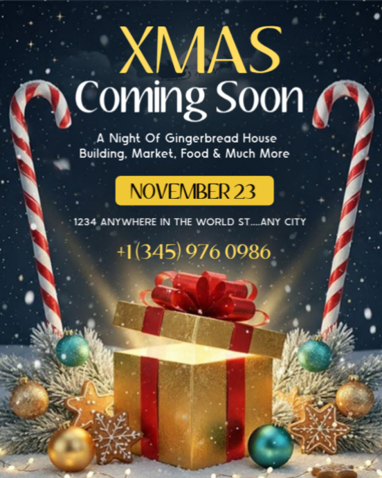 Joyful Editable Christmas Gingerbread House Workshop Flyer Instagram ...