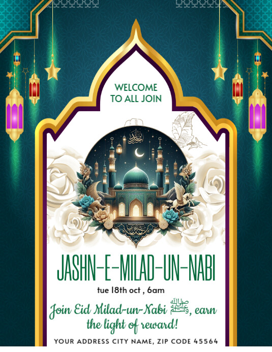 Copy of Joyful Eid Milad Nabi Flyer (us Letter) | PosterMyWall
