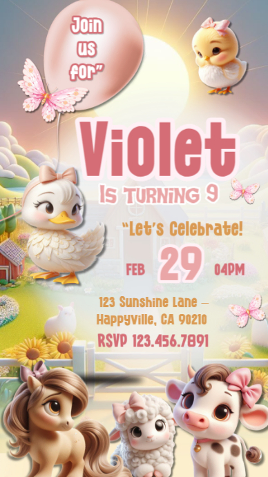 Joyful Farm Birthday Invitation Instagram Story Template | PosterMyWall