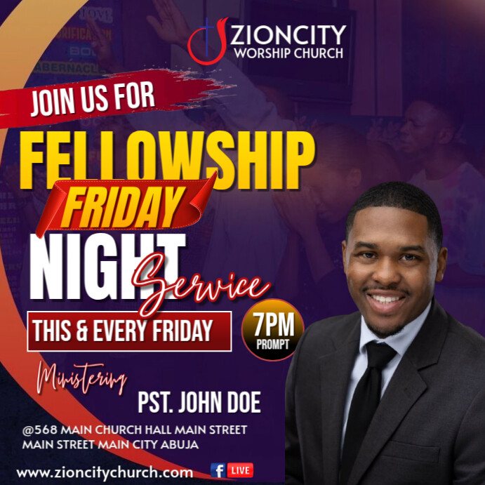 Joyful Fellowship Friday Night Instagram Post Template | PosterMyWall