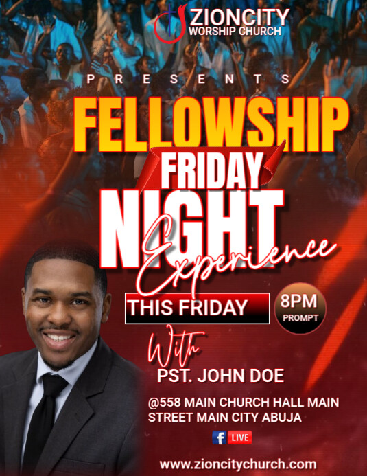 Copy of Joyful Fellowship Friday Service Flyer (us Letter) | PosterMyWall