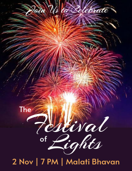 Copy of Joyful Festival Of Lights Invitation Flyer (us Letter ...