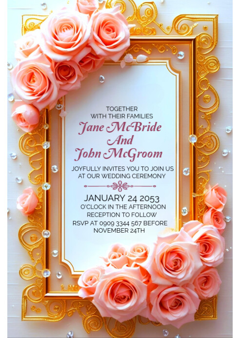 Joyful Floral Wedding Invitation Card A6 Template | PosterMyWall