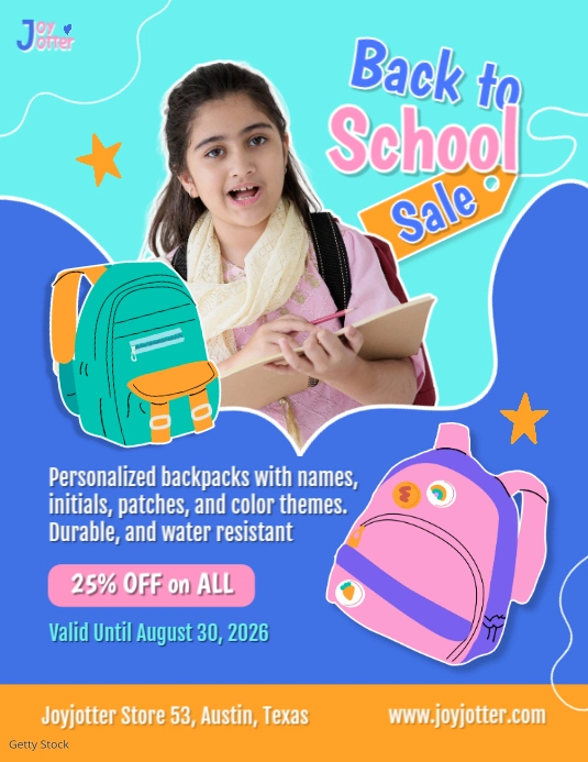 Joyful Flyer South Asian Girl Back to School Template | PosterMyWall
