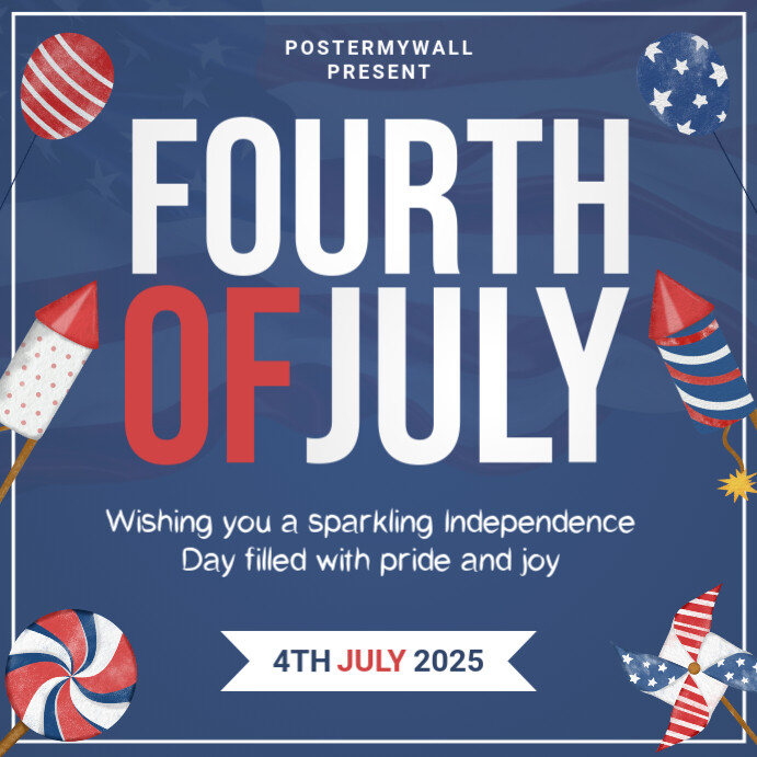 Joyful Fourth Of July Wishes Card Instagram Post Template | PosterMyWall